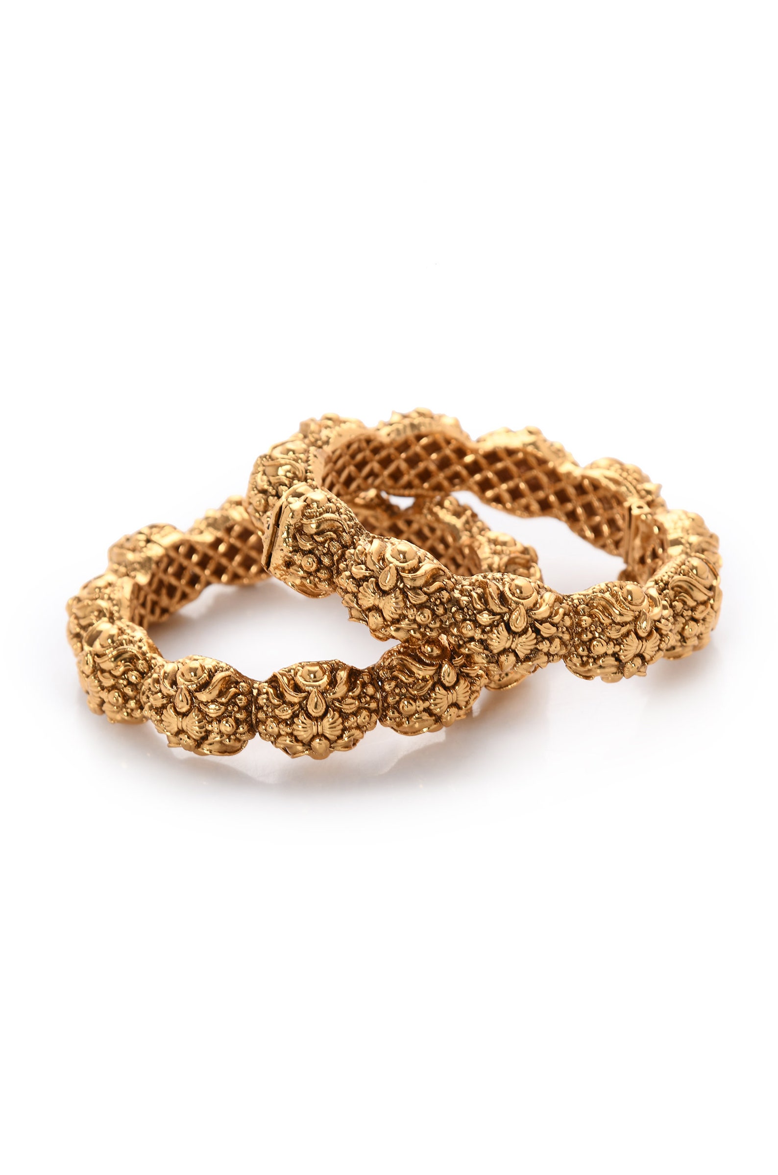 Temple Work Gold Tone Bangles Set of 2/ Soutrh Indian Temple | Etsy