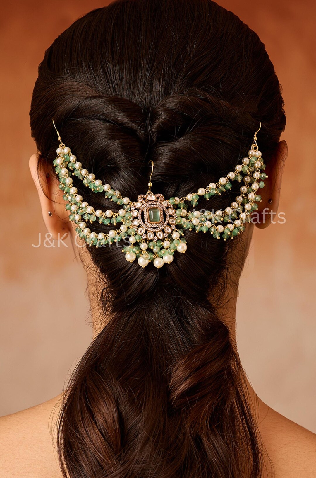 Traditional Indian Braid Pin | Polki and Pearls Ethnic Braid Pin ...