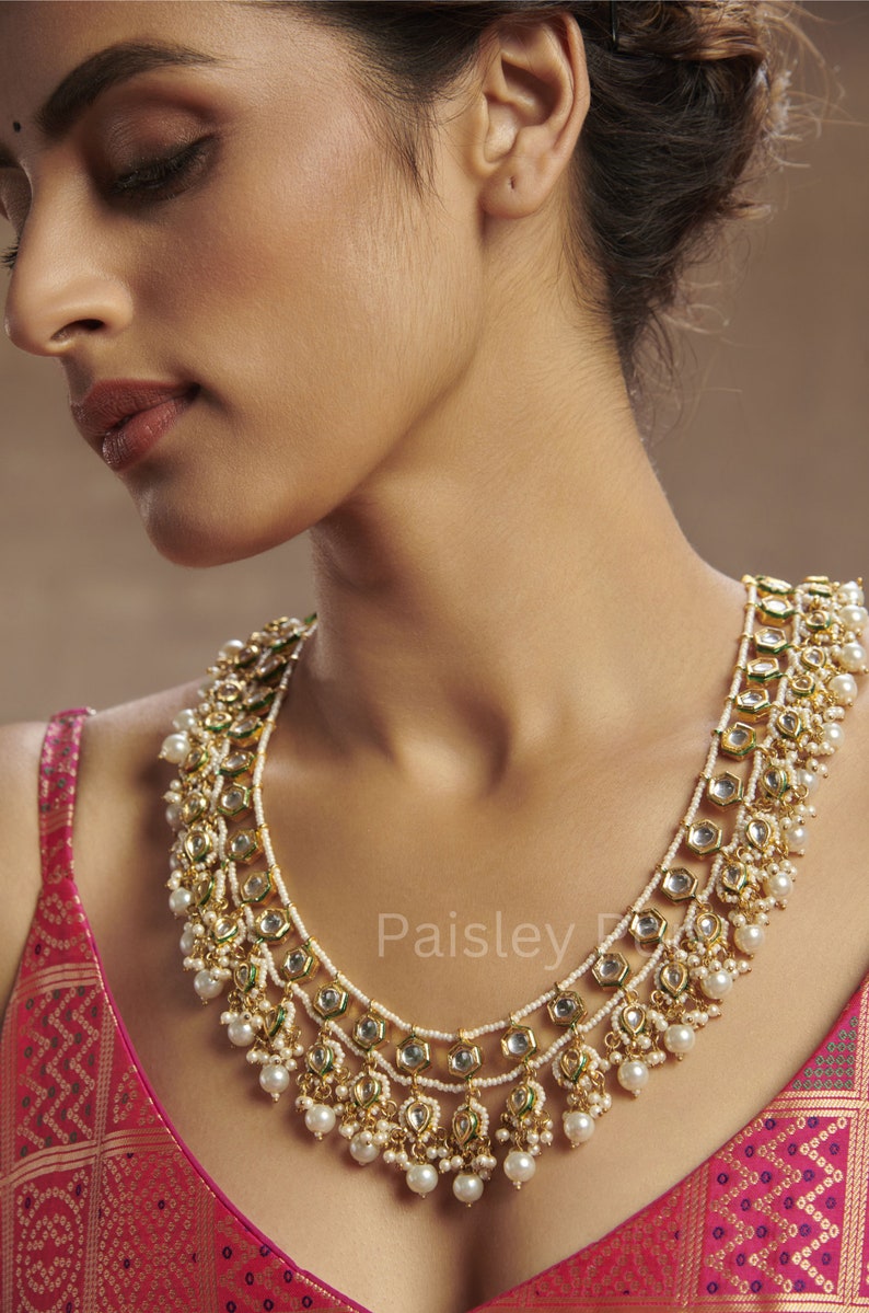 Kundan and Pearls Necklace / Gold Plated Kundan Layered Necklace ...