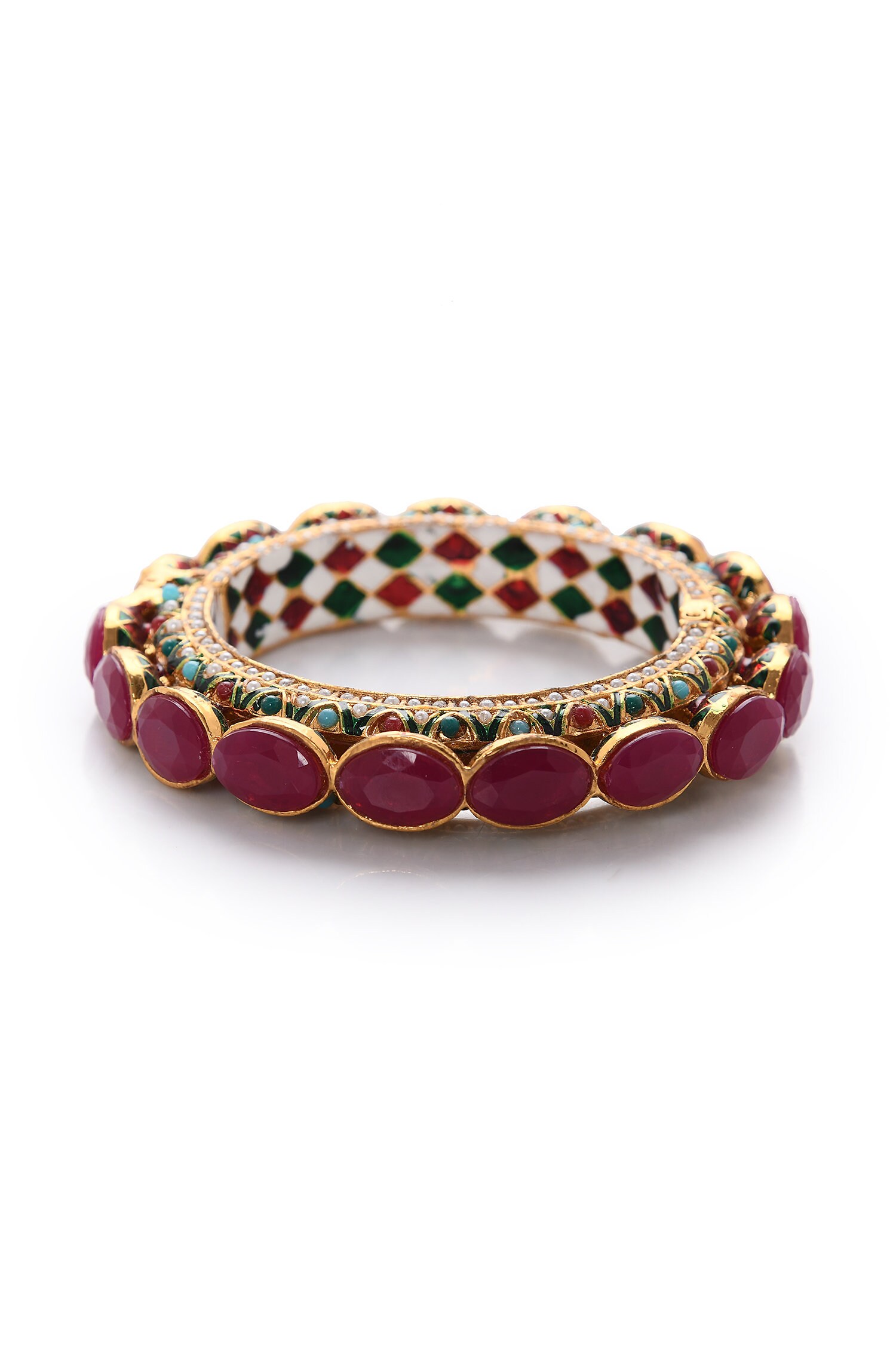 Gunjan Gold Plated Jadau Ruby Red Pacheli Bangle/ Ruby Red - Etsy