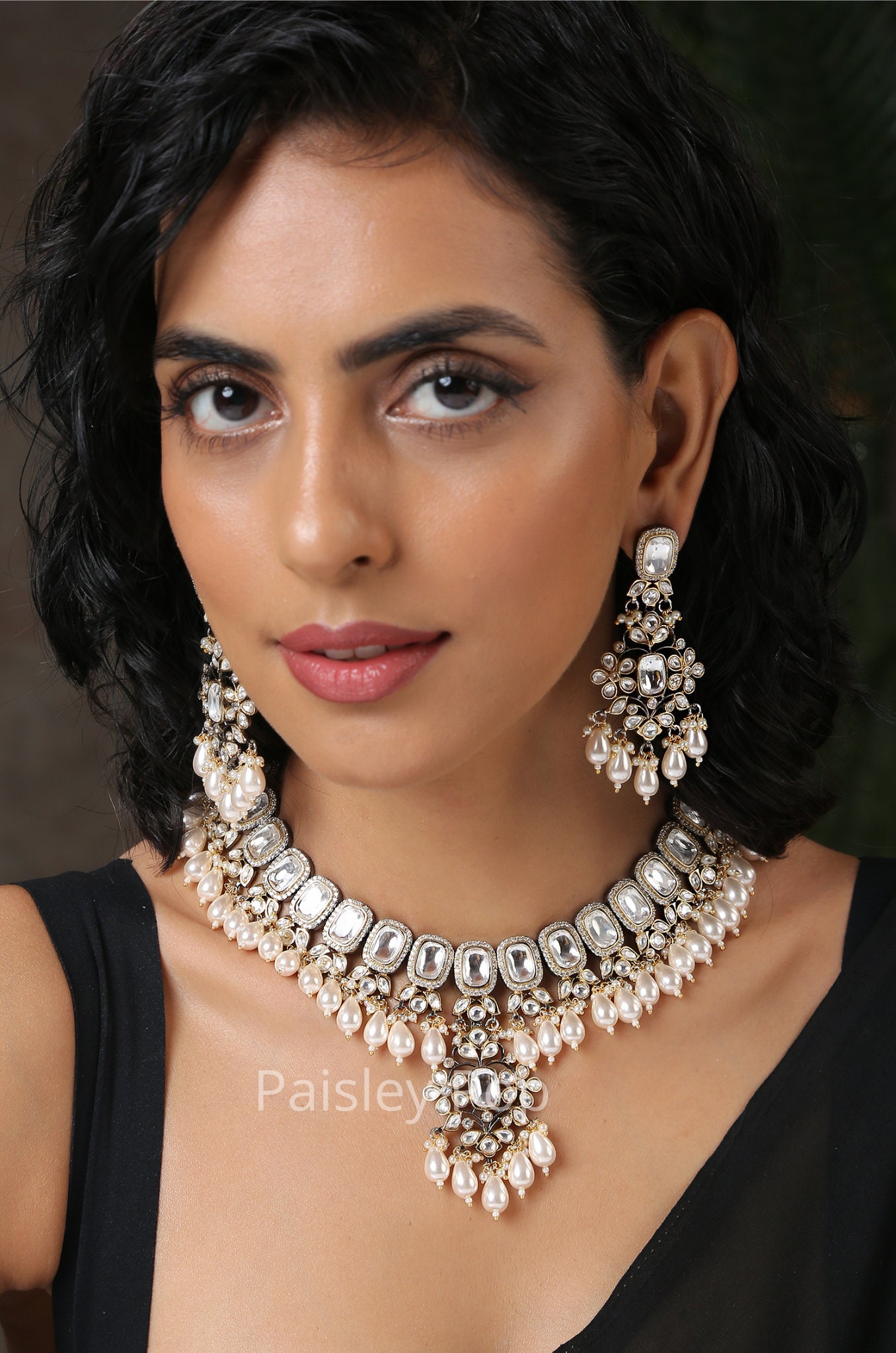 Victorian Polki Pearls Necklace With Earrings / Indian Polki - Etsy