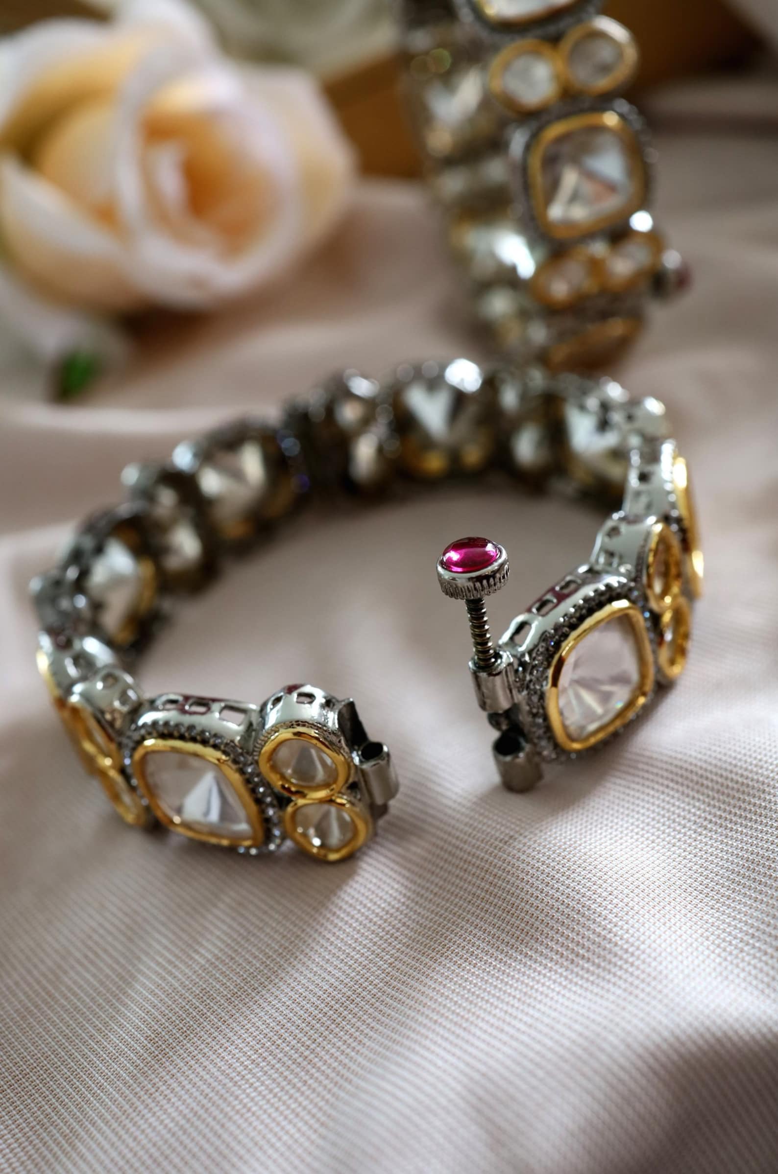 Victorian Two Tone Bangles/ Victorian Polki Bangles/ Polki Victorian ...