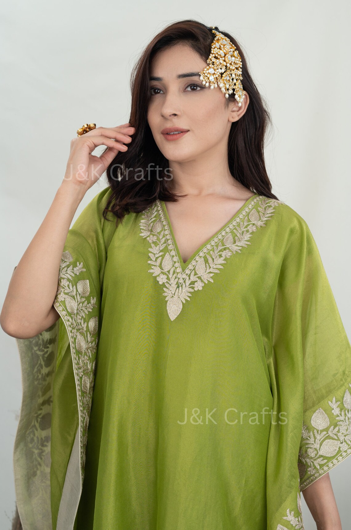 Pakistani Kaftan Kurta Set Pastel Eid Outfit Kashmiri Tilla Work Kurta ...