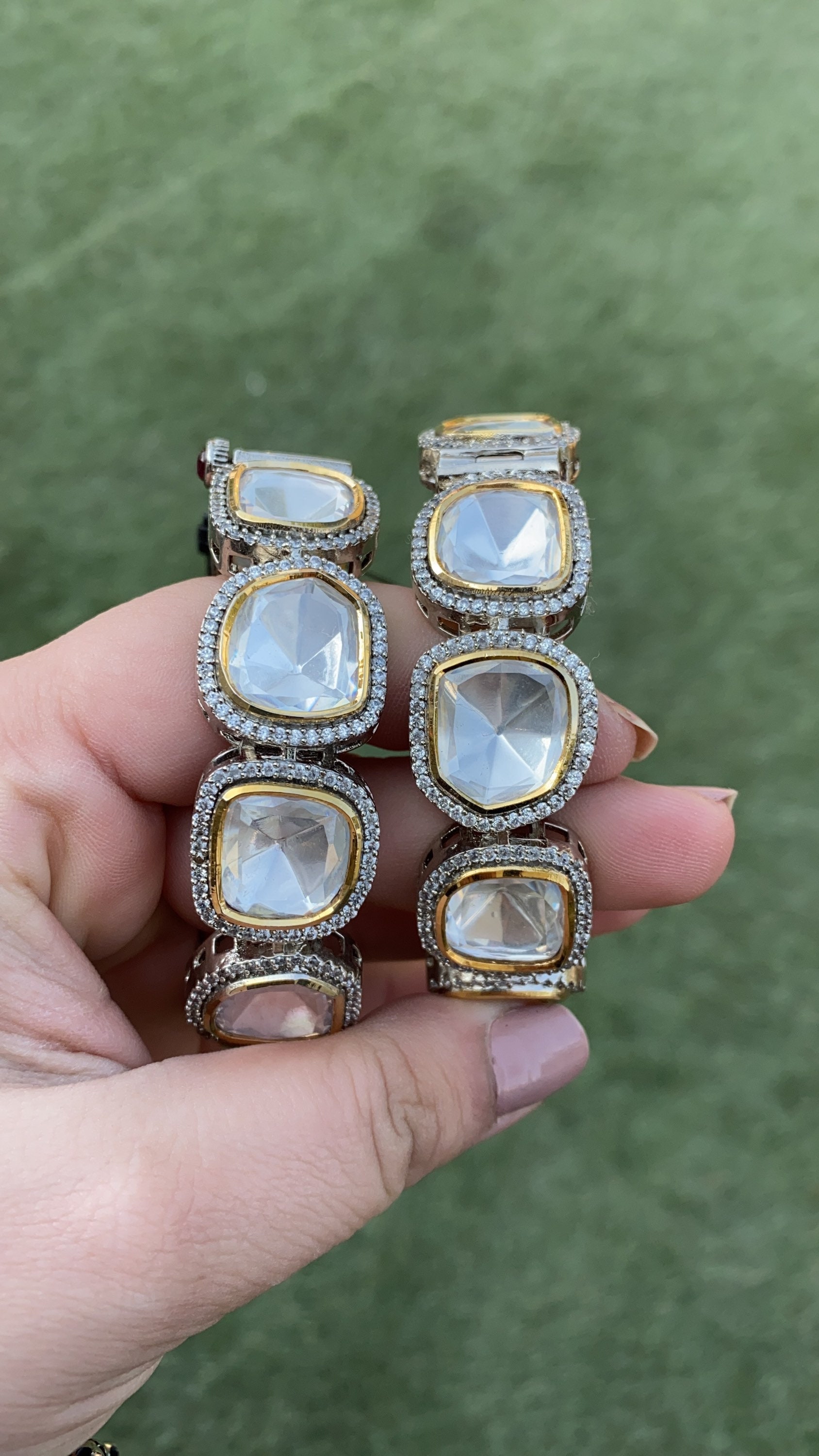 Uncut Victorian Polki Bangles Set of 2 / Silver Tone | Etsy