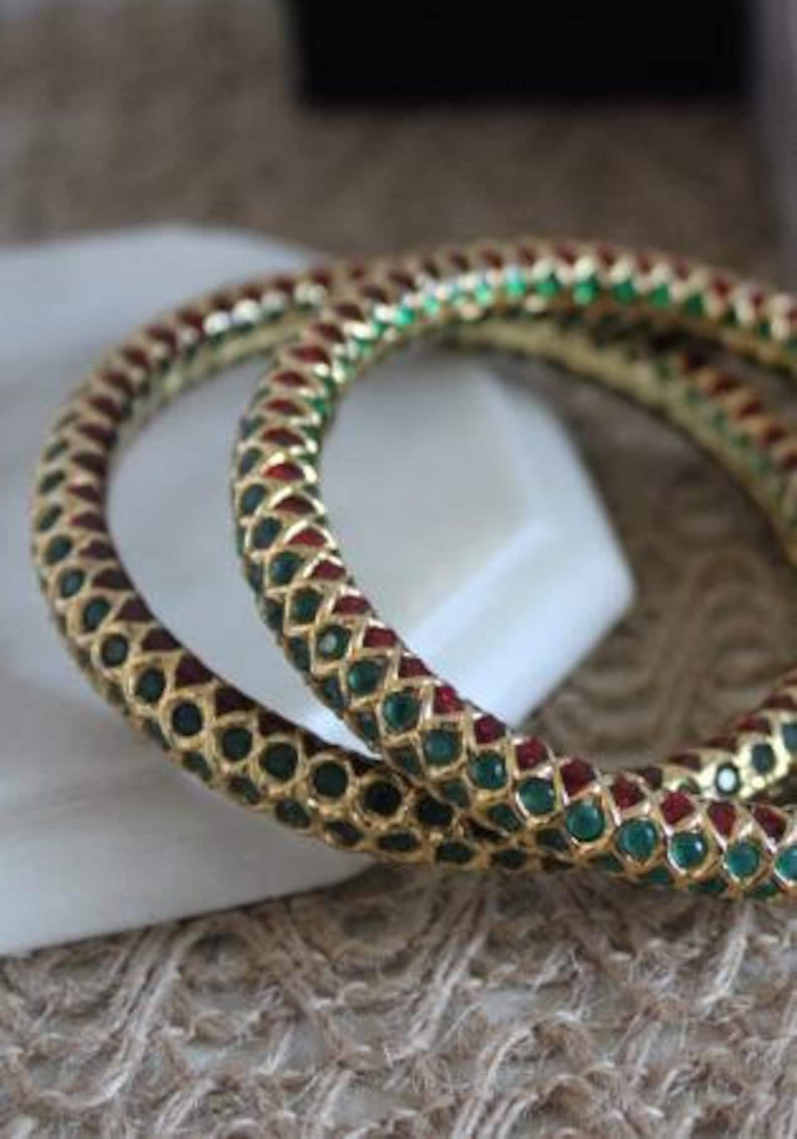 Emerald Green Stone Studded Punjabi Jadau Gold Plated Indian - Etsy