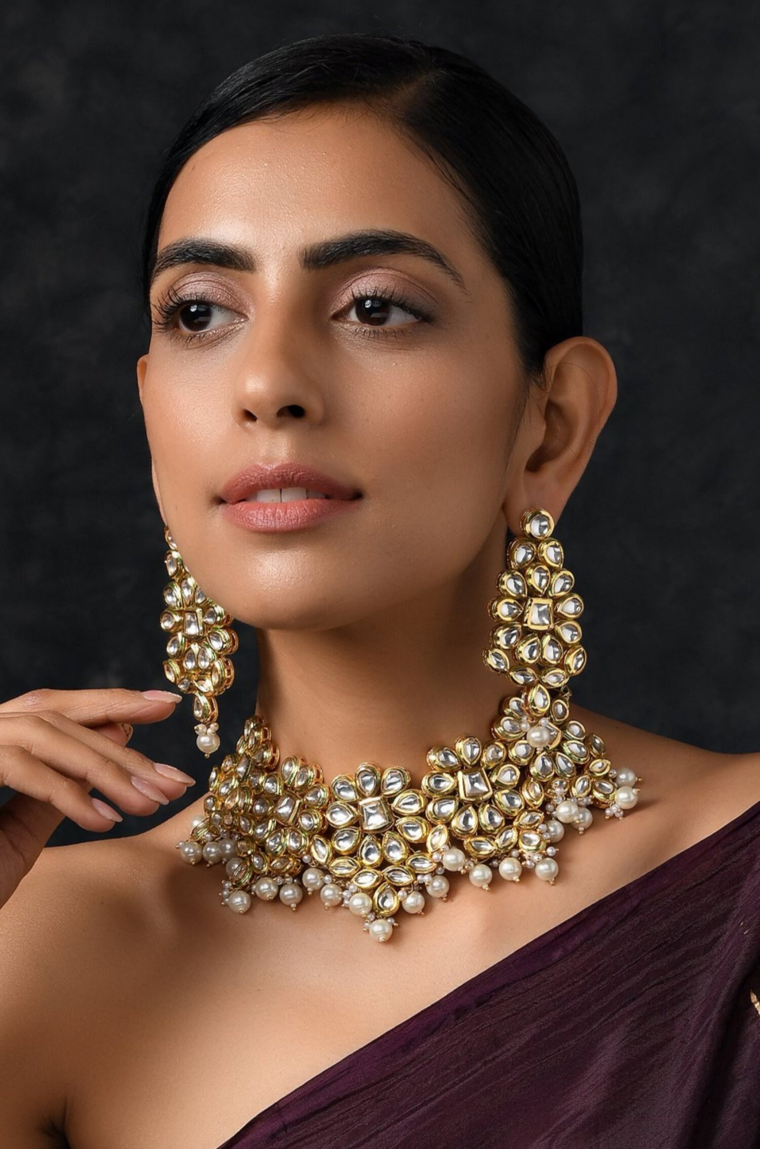 Gold Plated Kundan Necklace Set/kundan Jewellery/kundan - Etsy