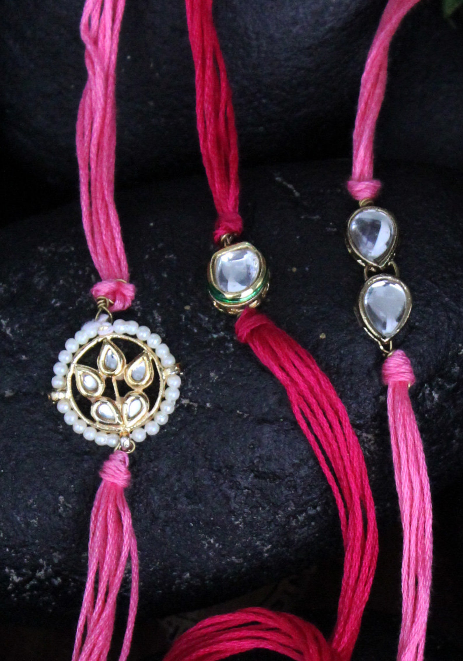 Kundan Work Handmade Designer Rakhi Set of 3 Designer - Etsy