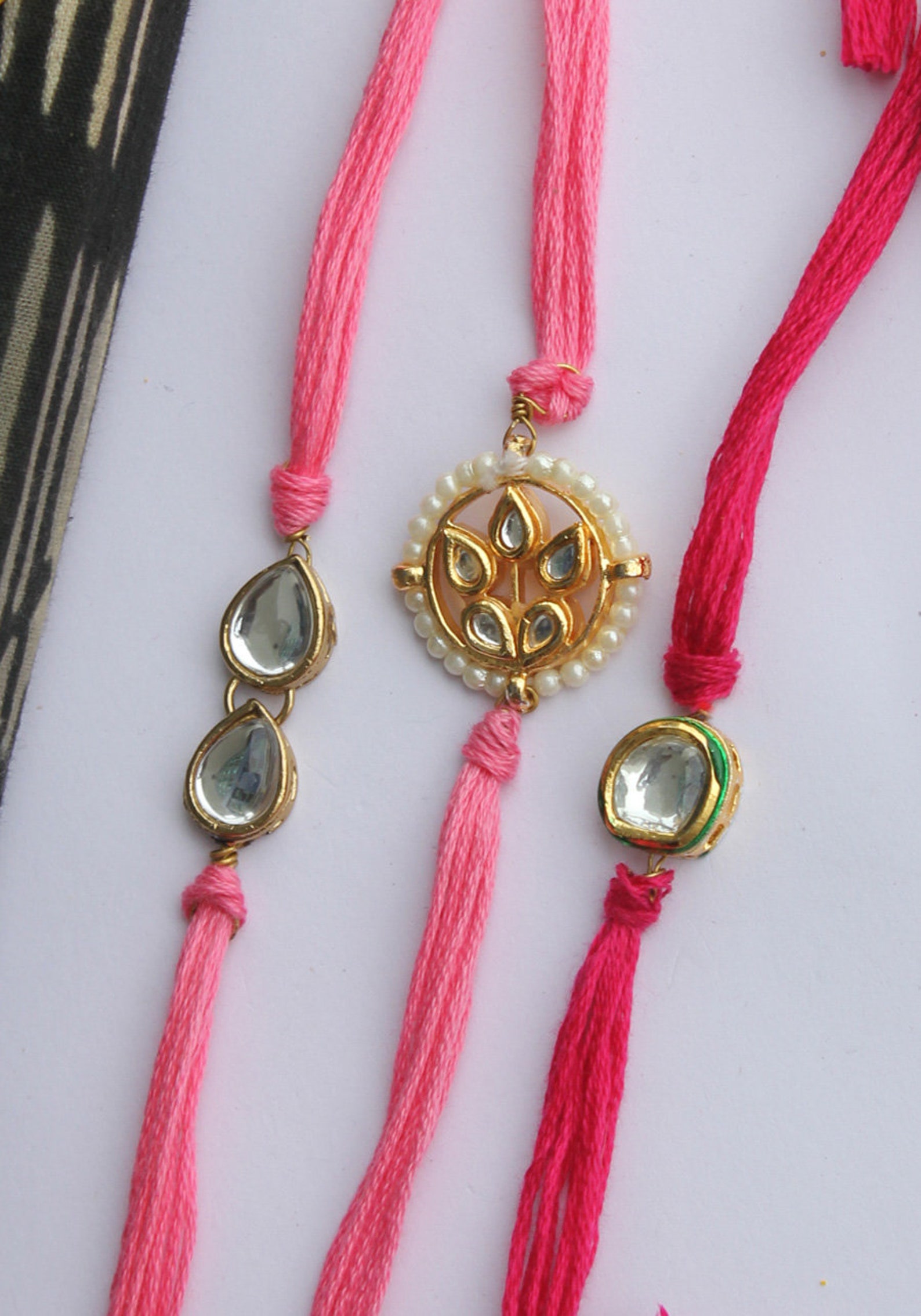Kundan Work Handmade Designer Rakhi Set of 3 Designer - Etsy