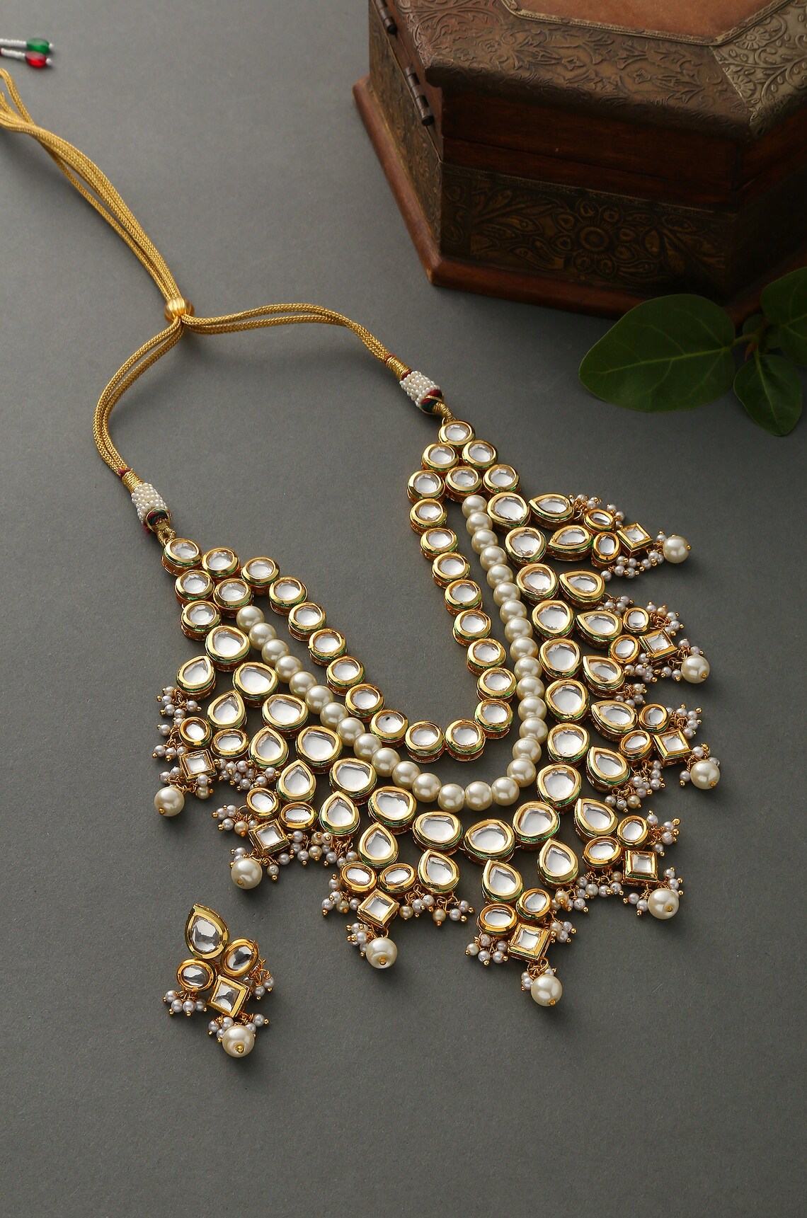 Gold Plated Kundan Necklace Set/Kundan Necklace Set/Kundan | Etsy