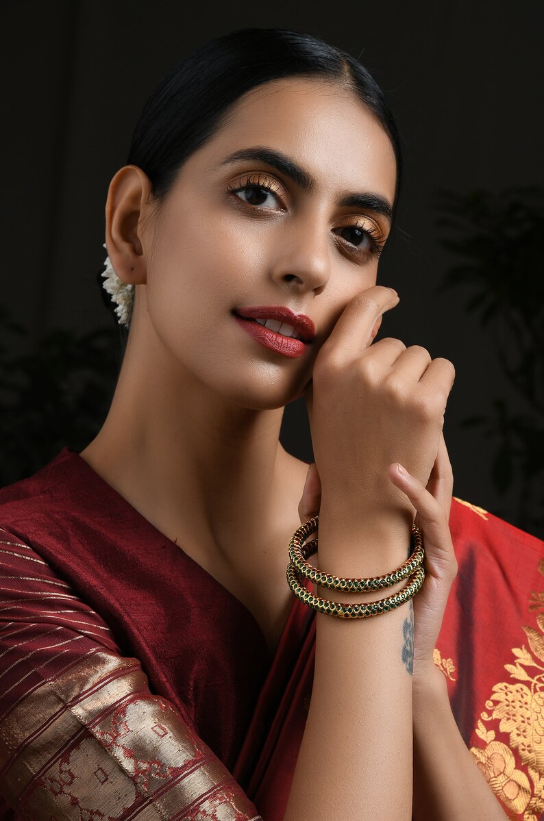 Emerald Green Stone Studded Punjabi Jadau Gold Plated Indian - Etsy