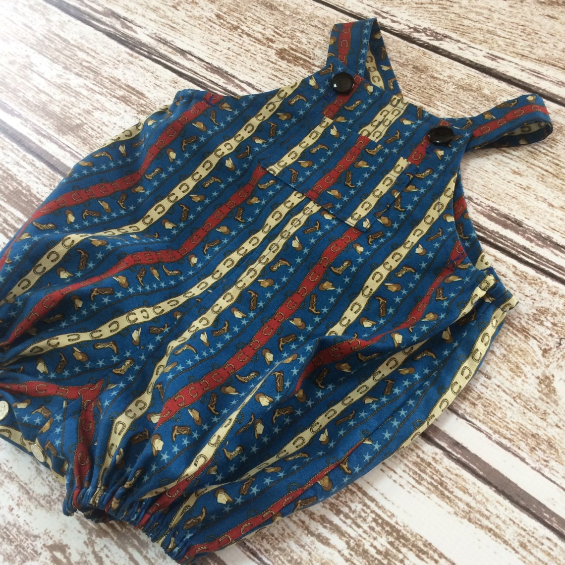 Handcrafted Baby Boy Western Romper: Cowboy Boots, Hats, Horseshoes - Etsy