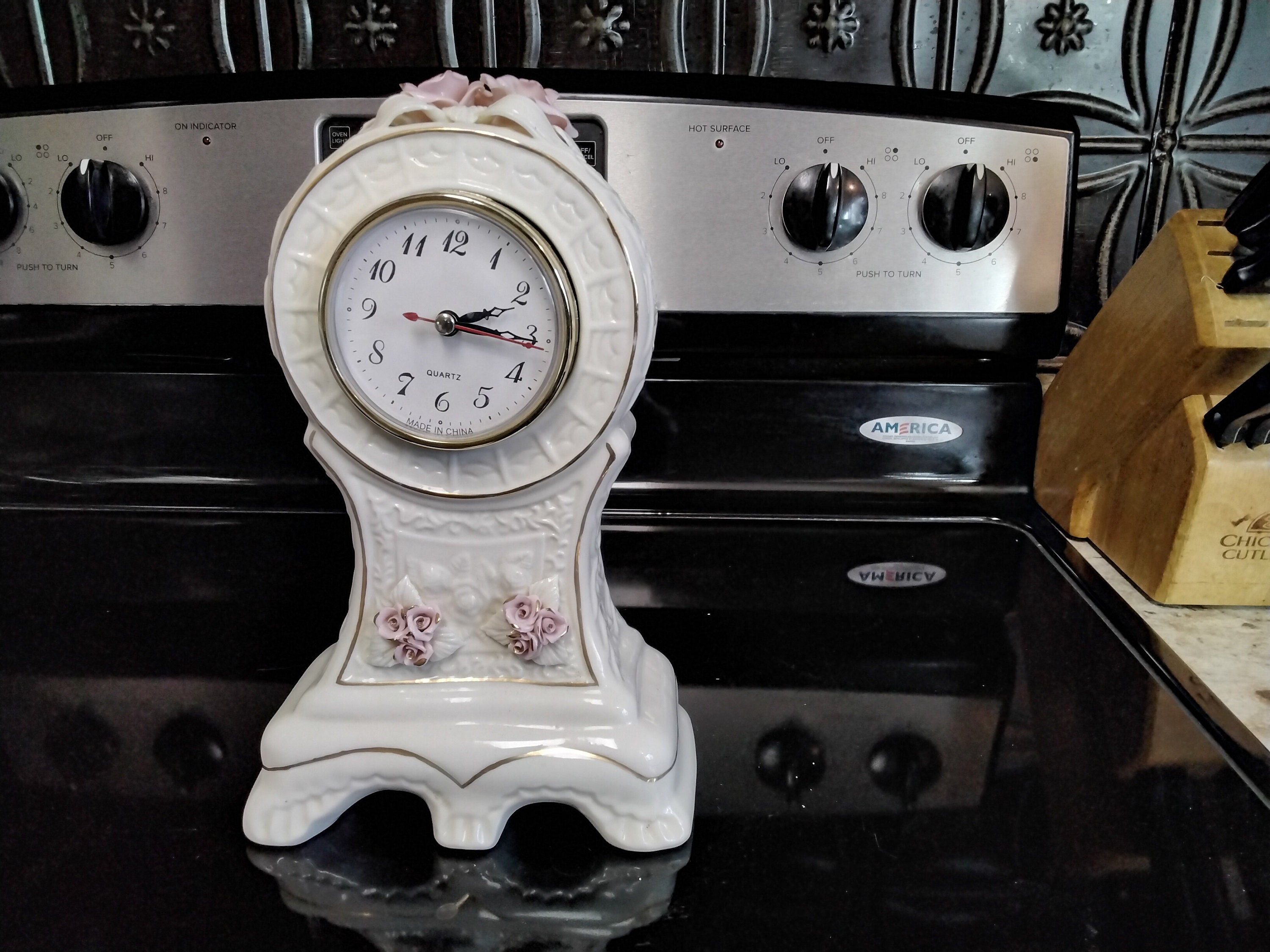 Vintage Porcelain Mantel Clock - Etsy