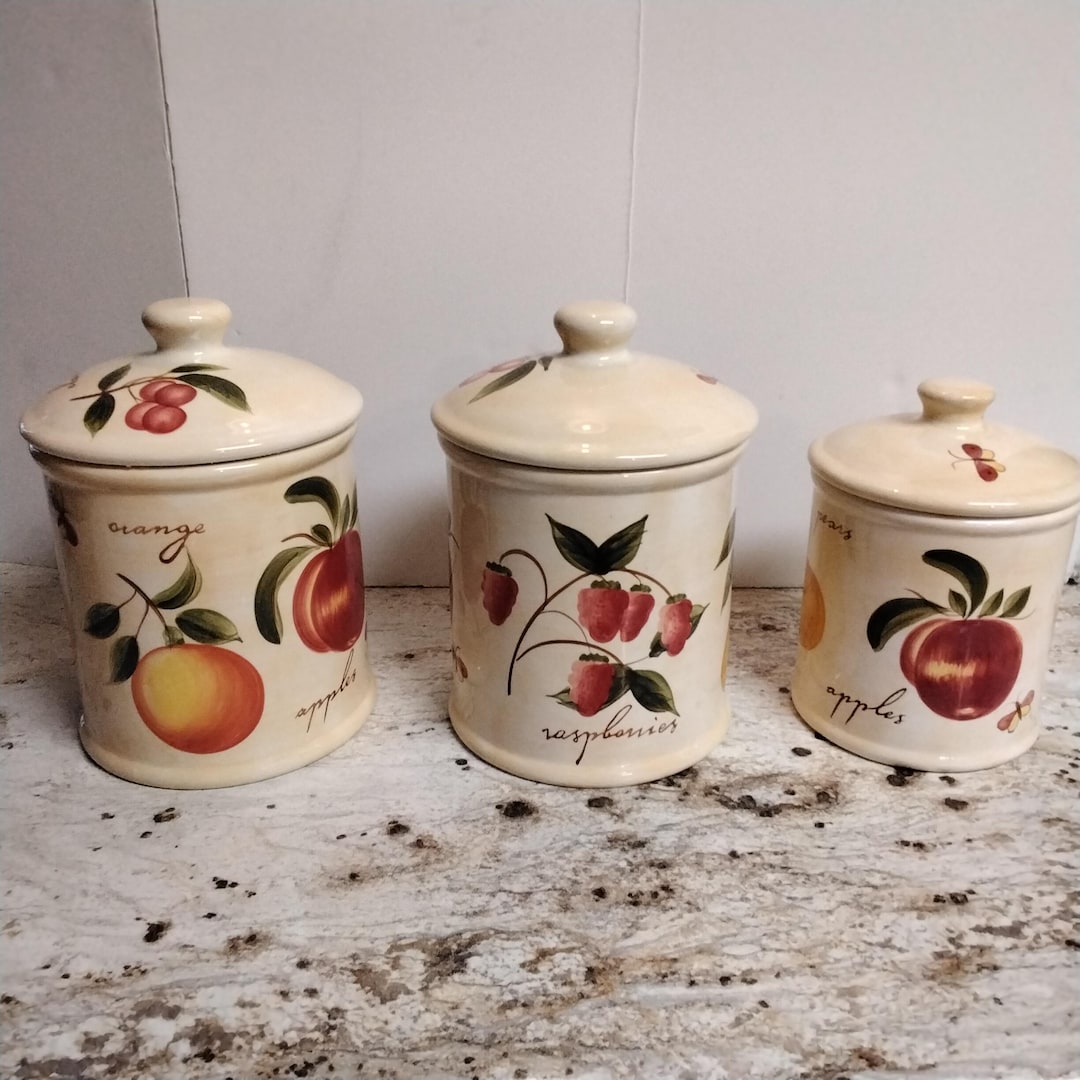 Vintage Pier One Discontinued Canisters "provence" Hand-painted ...