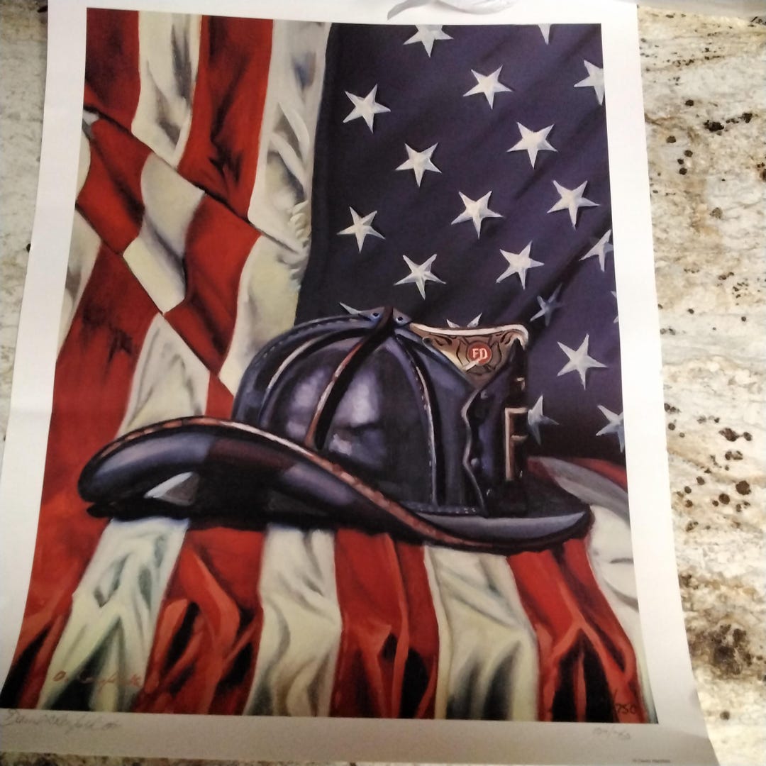 A Tribute to Heros " Firefighter" Poster Print Signed David A. HEGFELD ...