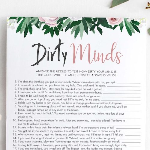 Dirty Minds Bachelorette Game Dirty Riddles Party Game - Etsy