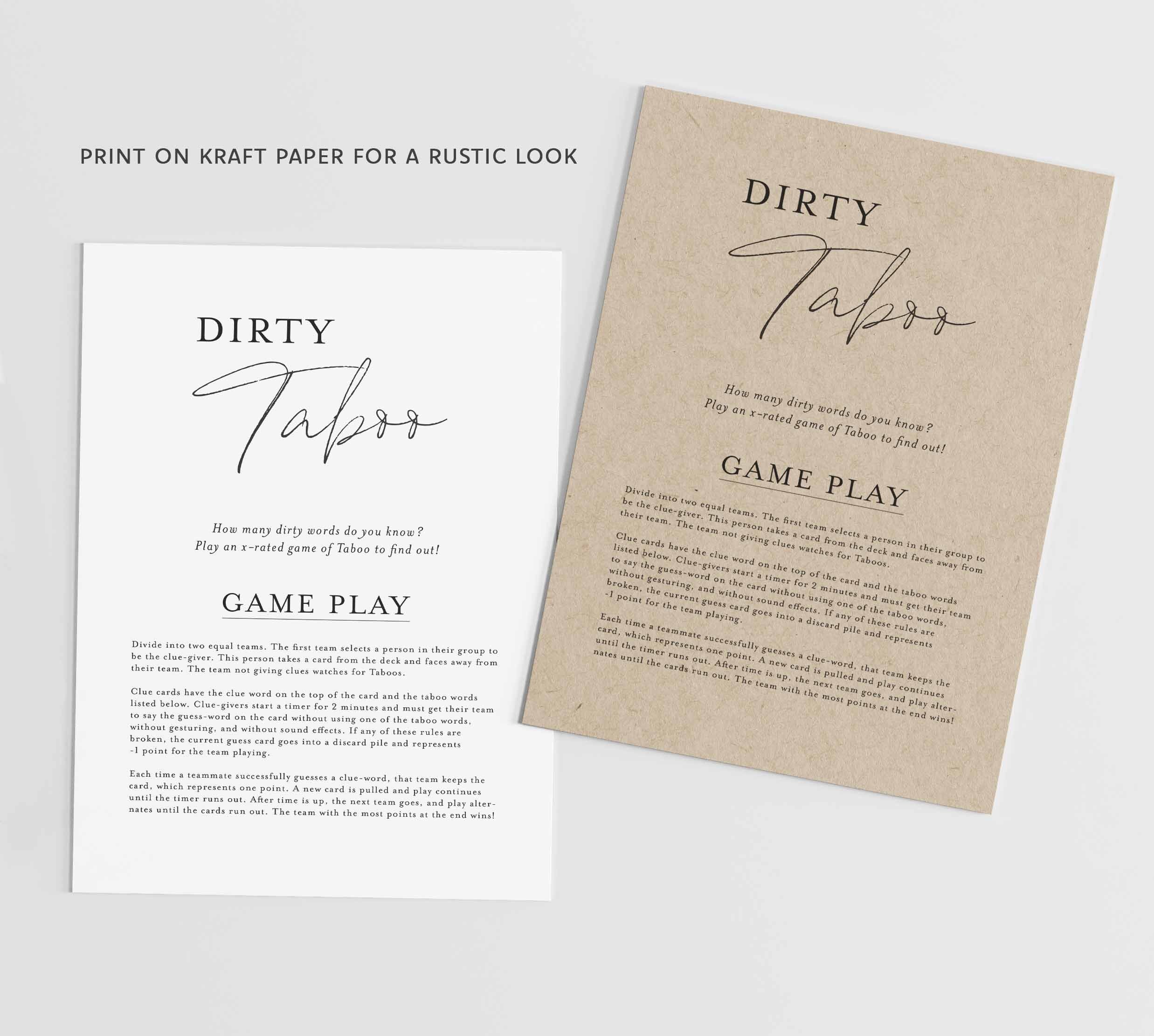 Dirty Bachelorette Party Taboo Bachelorette Games Hen Party | Etsy