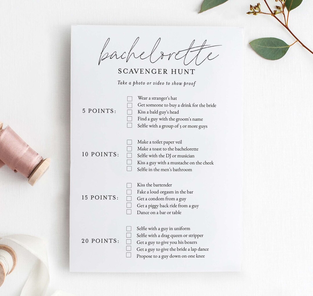 Bachelorette Scavenger Hunt Template Bachelorette Games Bachelorette ...