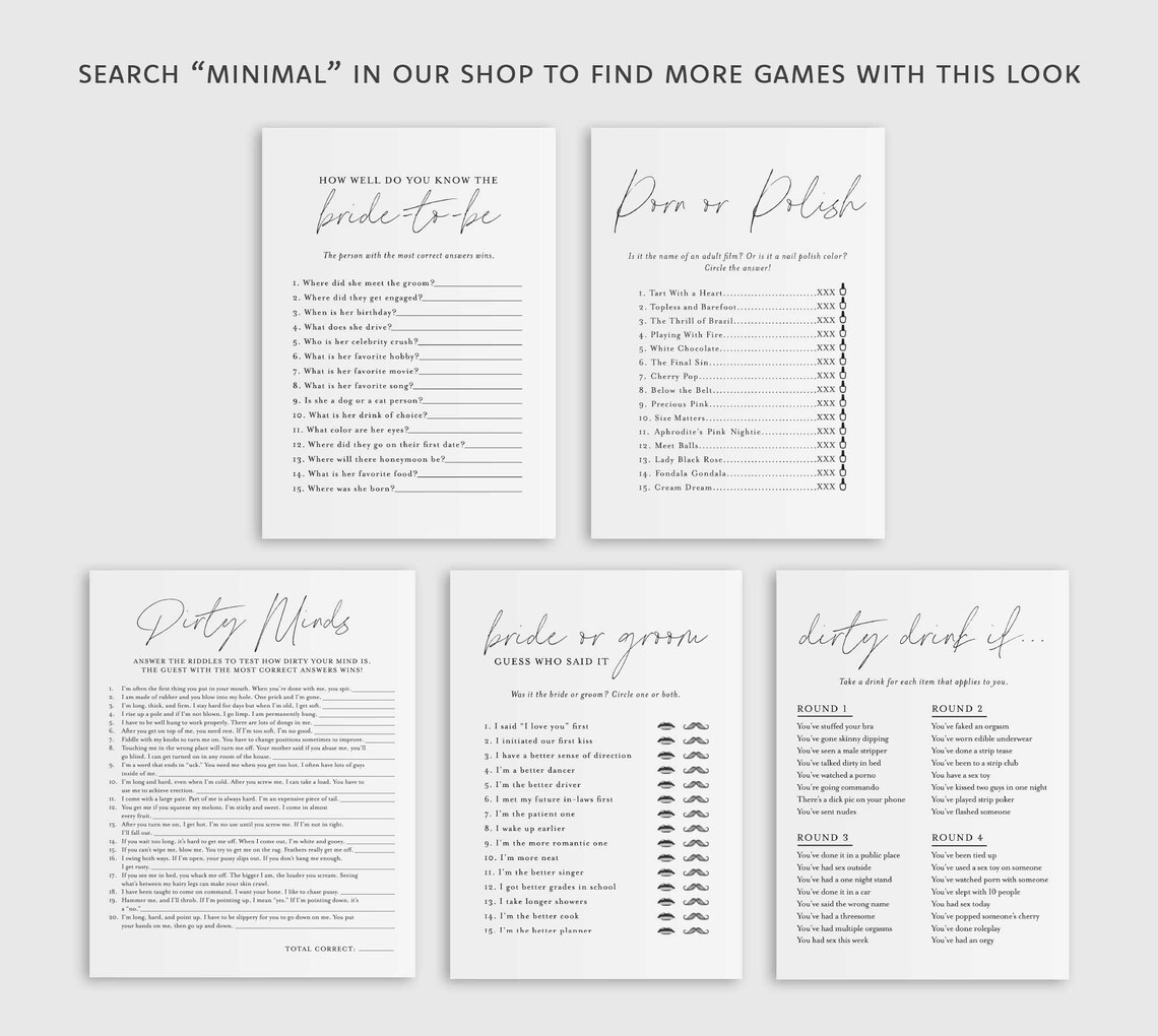Minimal Script Mad Libs Bachelorette Party Games Bridal Mad - Etsy