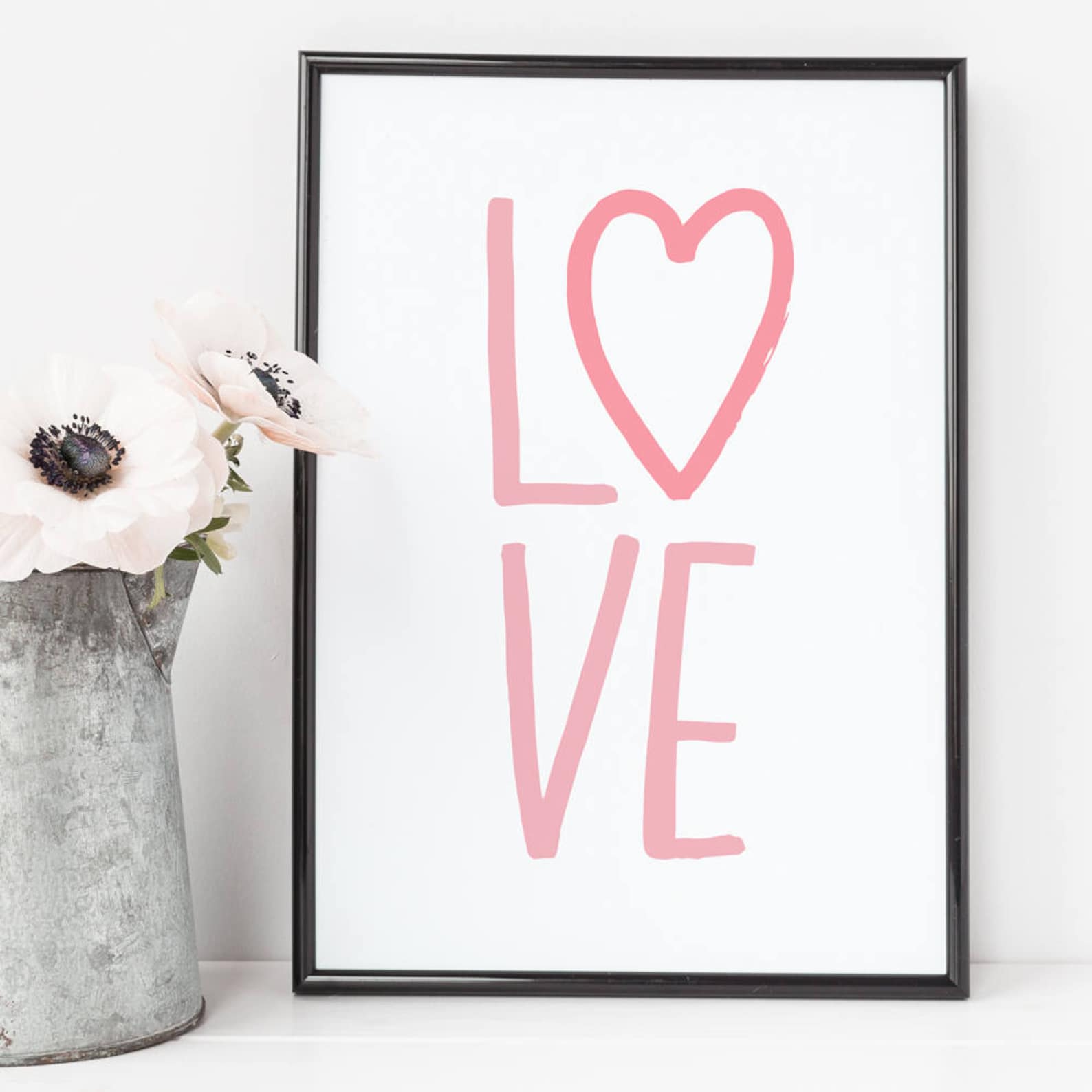 Love Printable Love Wall Art Pink Heart Print Pink - Etsy