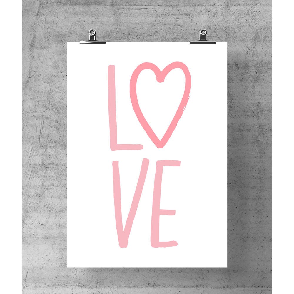 Love Printable Love Wall Art Pink Heart Print Pink - Etsy