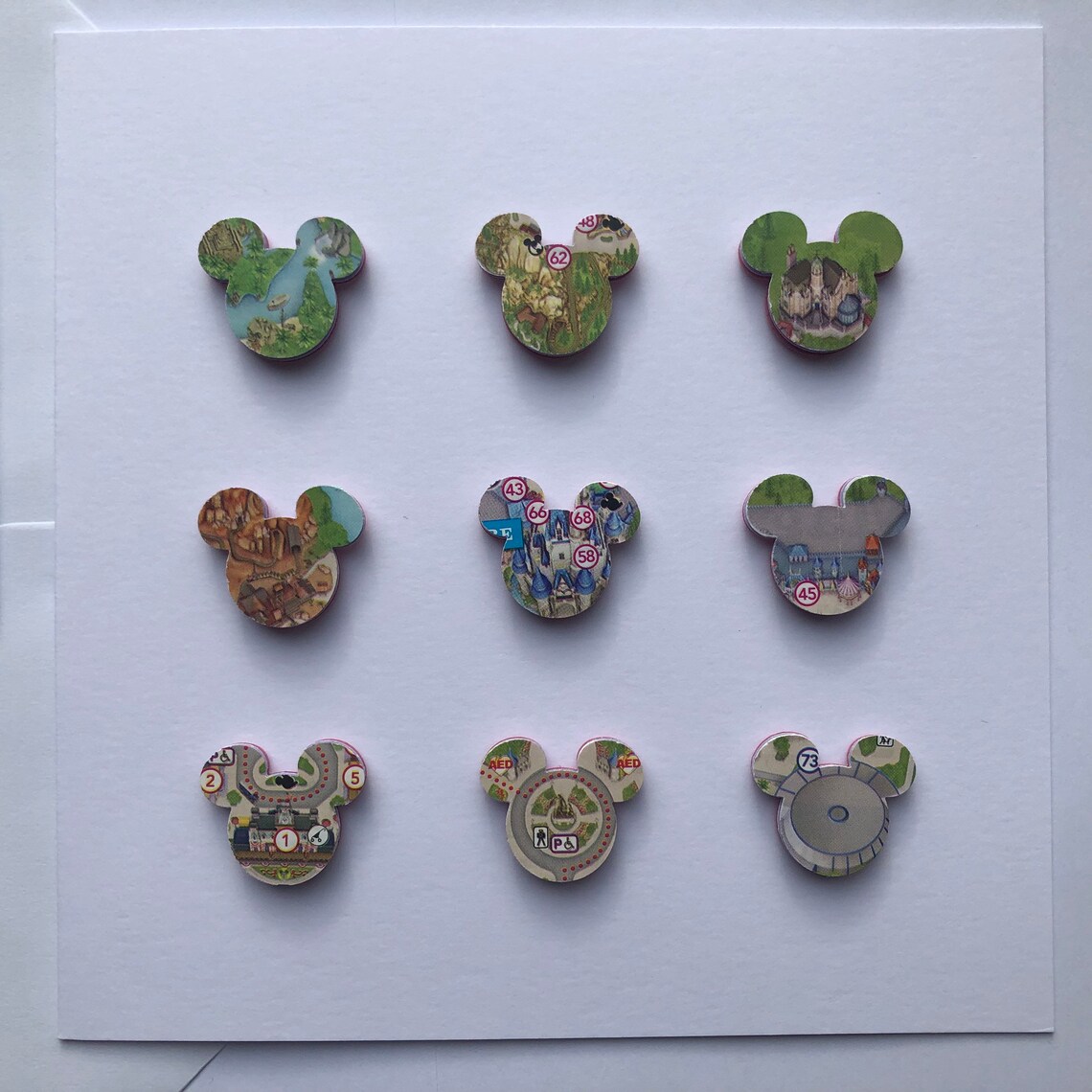 Walt Disney World Theme Parks Map Cards Map is Shape of | Etsy