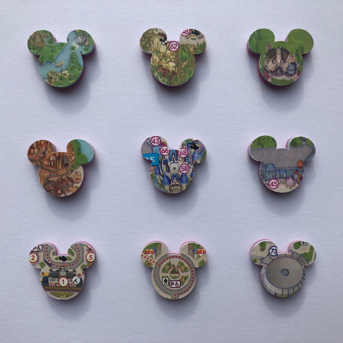 Walt Disney World Theme Parks Map Cards Map is Shape of | Etsy