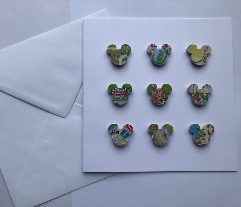 Walt Disney World Theme Parks Map Cards Map is Shape of | Etsy