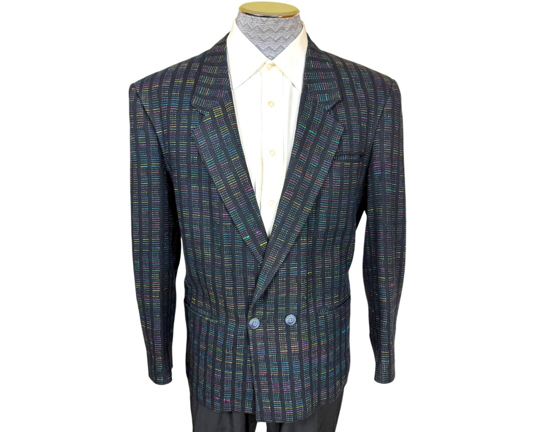 Vintage 1980s New Wave Jacket Sport Coat Colour Dashes Size 38 - Etsy