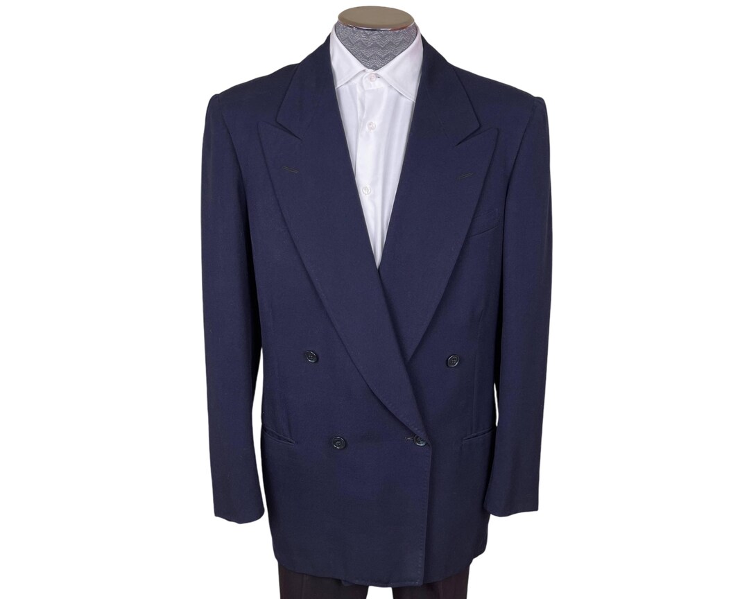 Vintage 1940s Mens Suit Jacket Blue Wool Worsted Custom Tailored - Etsy