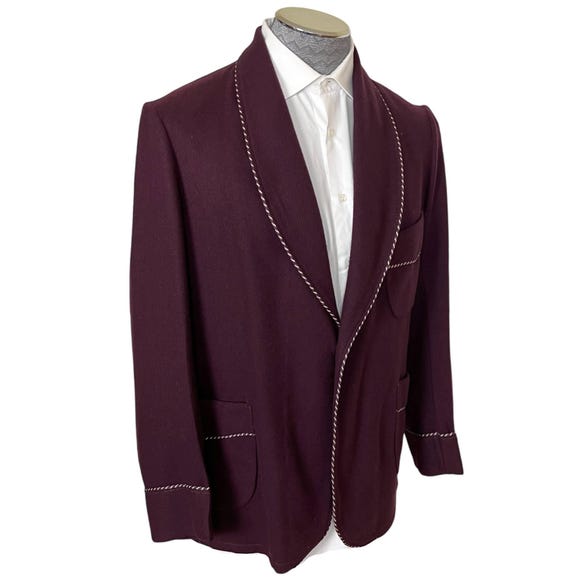 1940s 50s Vintage Wool Smoking Jacket Drayton Mfg Siz… - Gem
