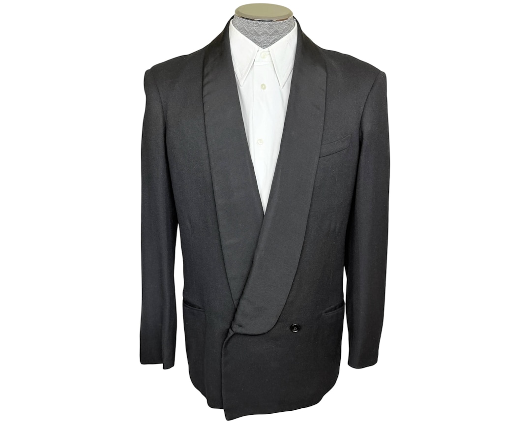 Vintage 1940s Tuxedo Dinner Jacket Black Wool – Shawl Collar, Size M - Etsy