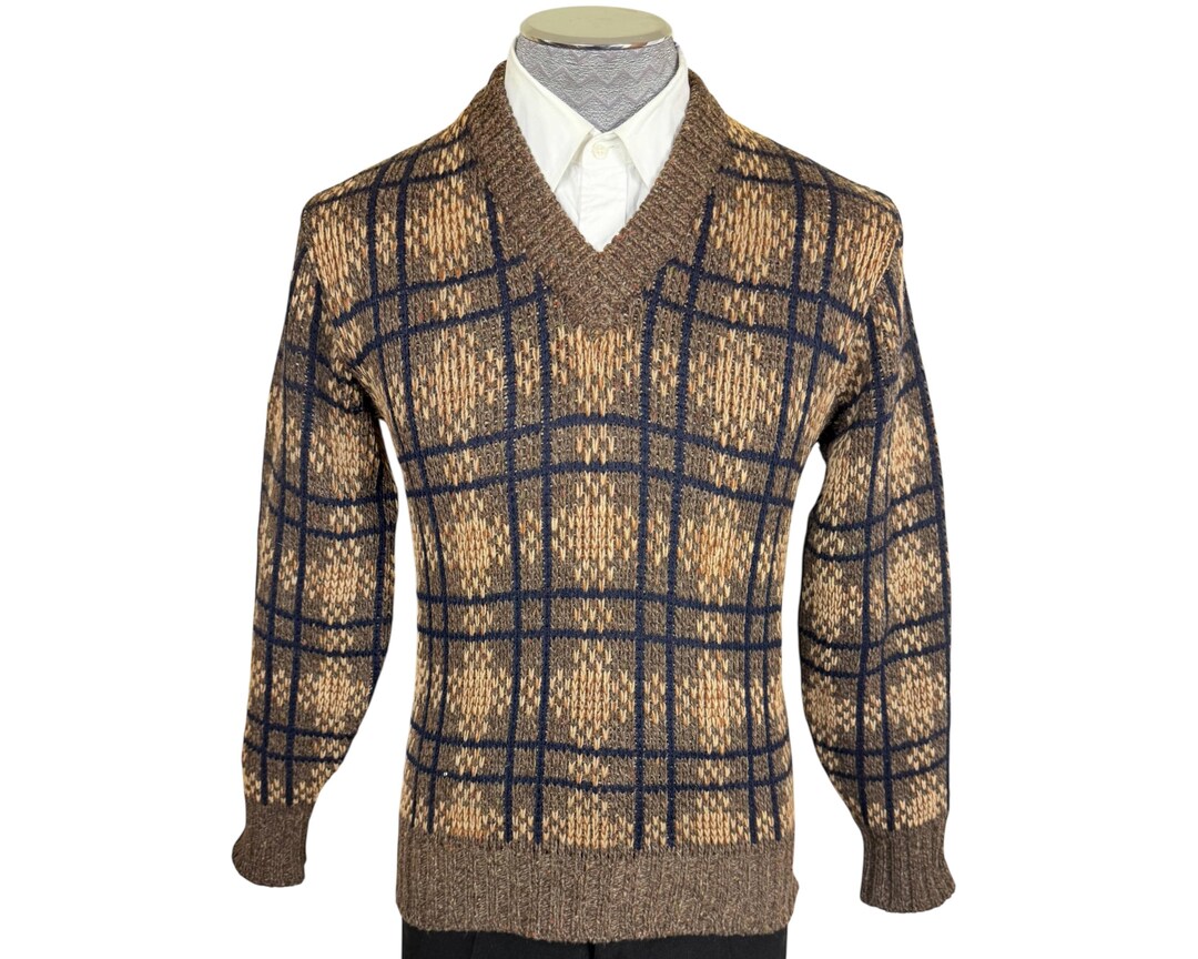 1970s Vintage Mcgregor Wool Sweater Plaid Knit Pullover Made in Japan ...