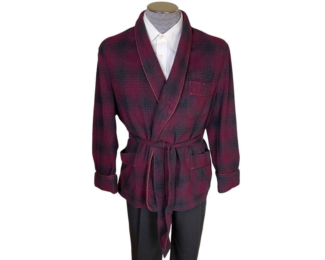 Vintage 1940s 50s Wool Smoking Jacket Mens Made in France Size L - Etsy