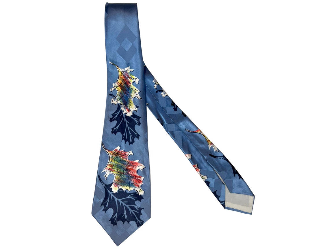 Vintage 1940s Tie Printed Leaf Pattern Satin Rayon Necktie by Currie - Etsy