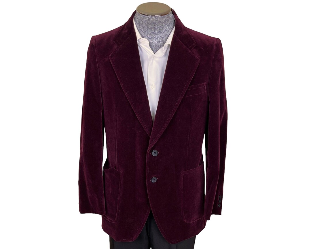 Vintage Maroon Velvet Jacket Mens Size 42 - Etsy
