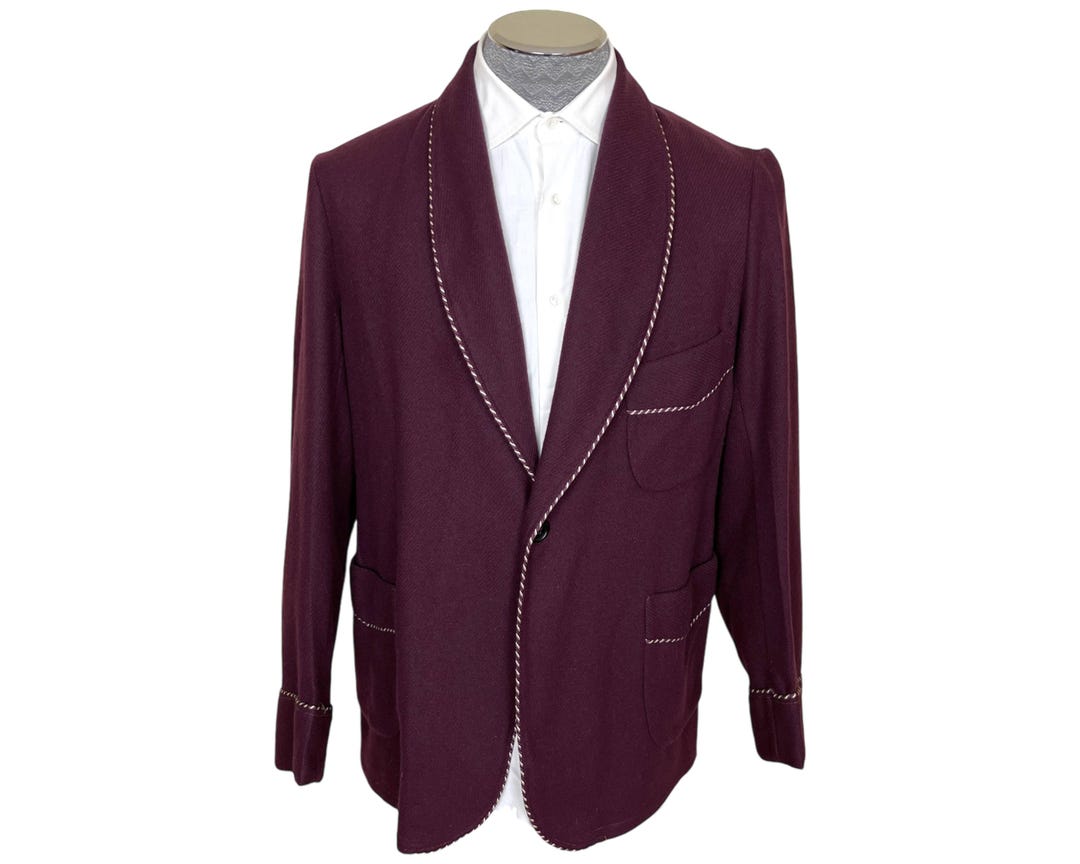 1940s 50s Vintage Wool Smoking Jacket Drayton Mfg Size M - Etsy