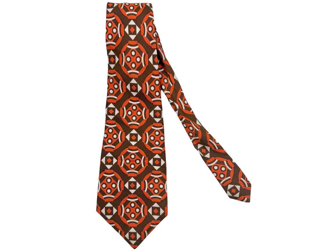Vintage 1970s Kipper Tie Geometric Silk Necktie Galeries Jean Pierre ...
