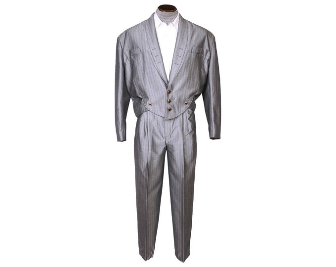 Vintage 1980s New Wave Rock Band Suit Fashion Shiny Grey Mens Size L - Etsy