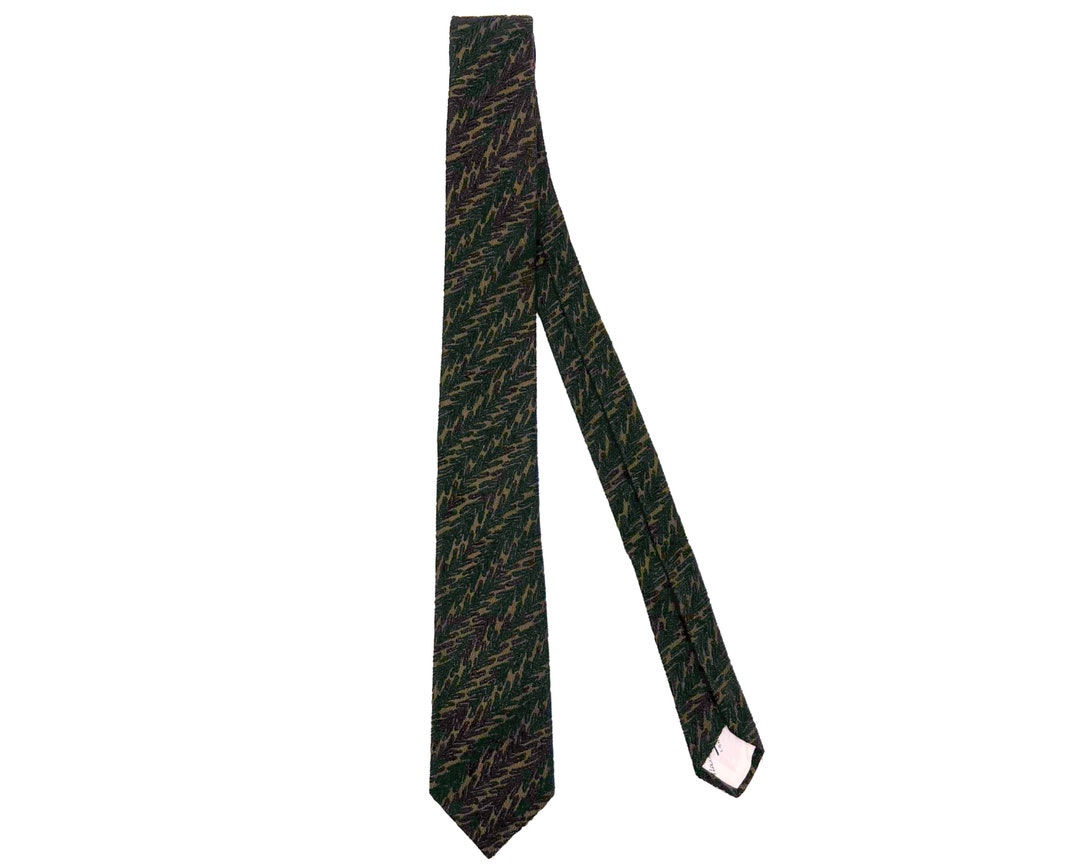 Vintage 1950s 60s Hardy Amies Silk Tie Raised Black Detail on Brown ...