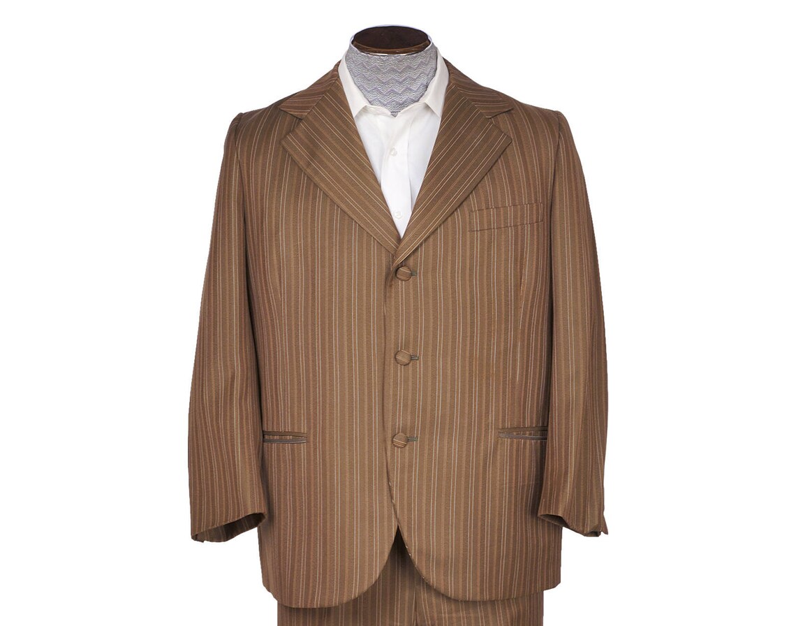 Vintage Mens Mod Pinstripe Shiny Suit 1960s British Invasion Era Size M ...