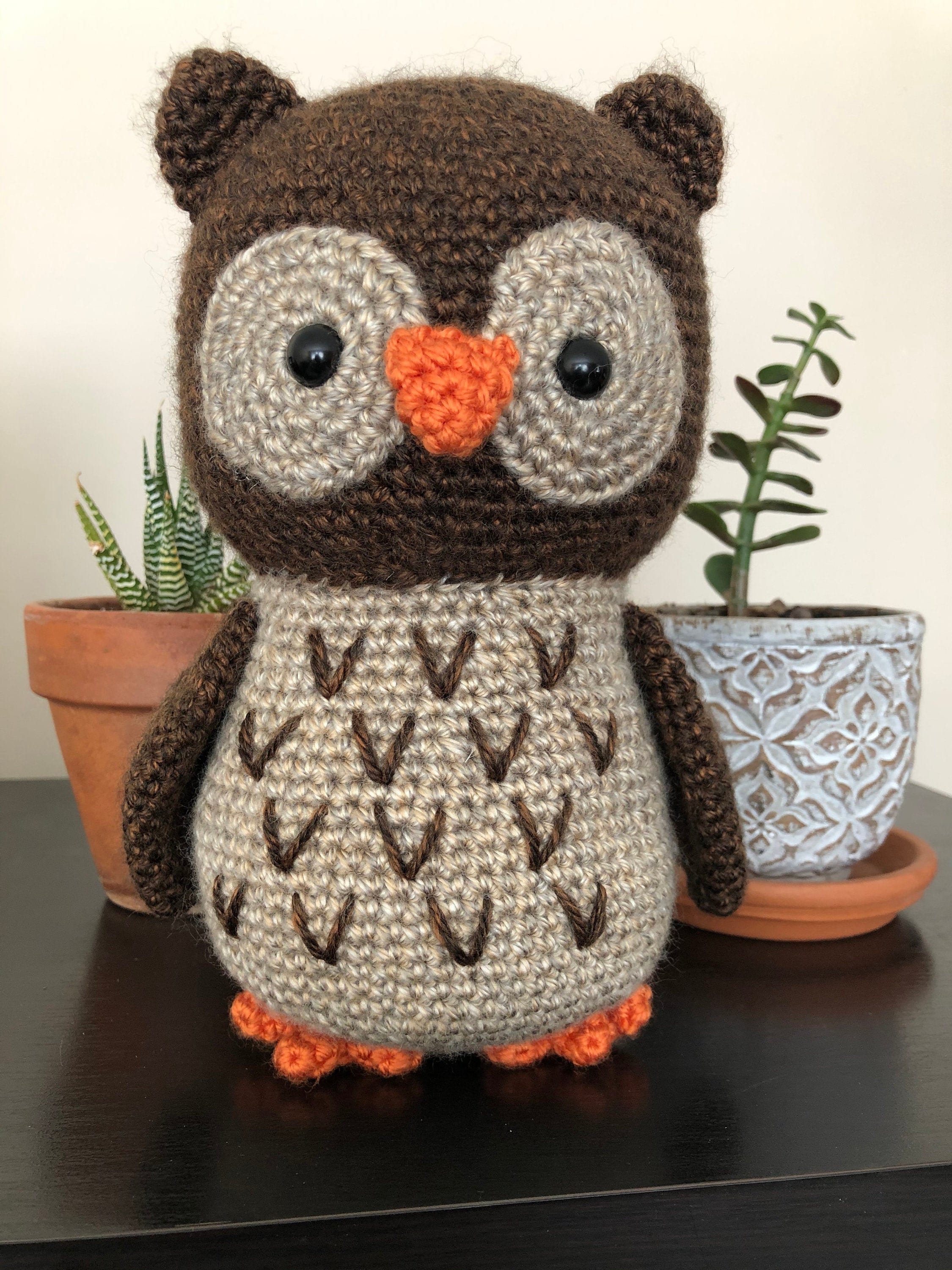 Owl Stuffy Stuffed Animal Crocheted Stuffie Amigurumi Owl - Etsy 日本