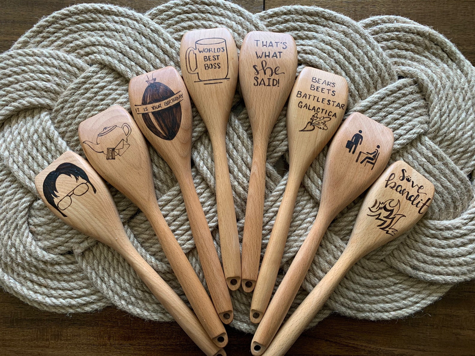 The Office Inspired Wood Burned Spoons - Etsy