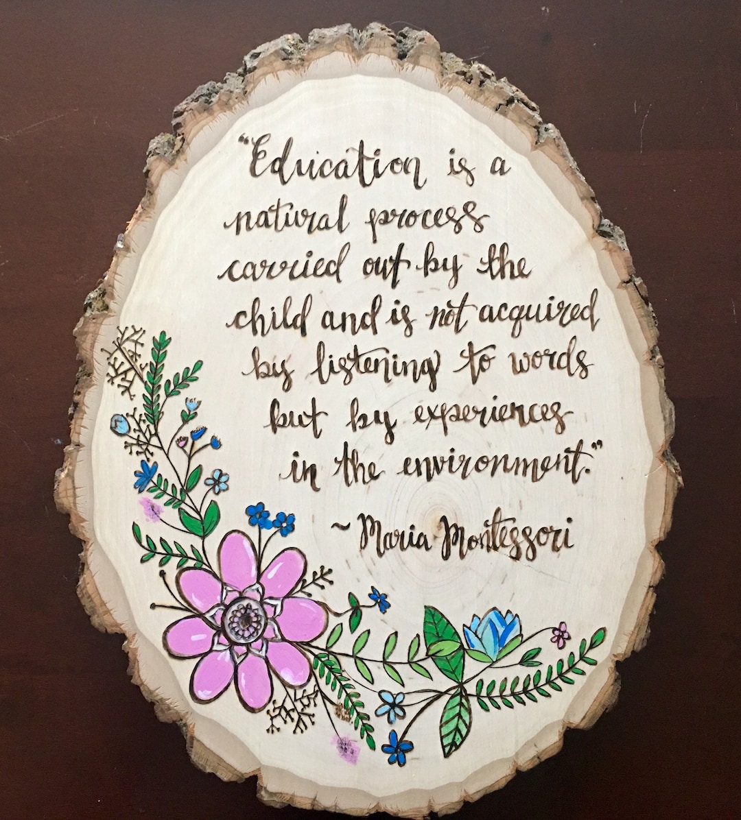 Woodburned Montessori Teacher Sign, Custom Option Available - Etsy