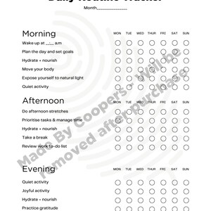 Daily Routine Tracker Printable | Every Day Wellness Tracker With Tips ...