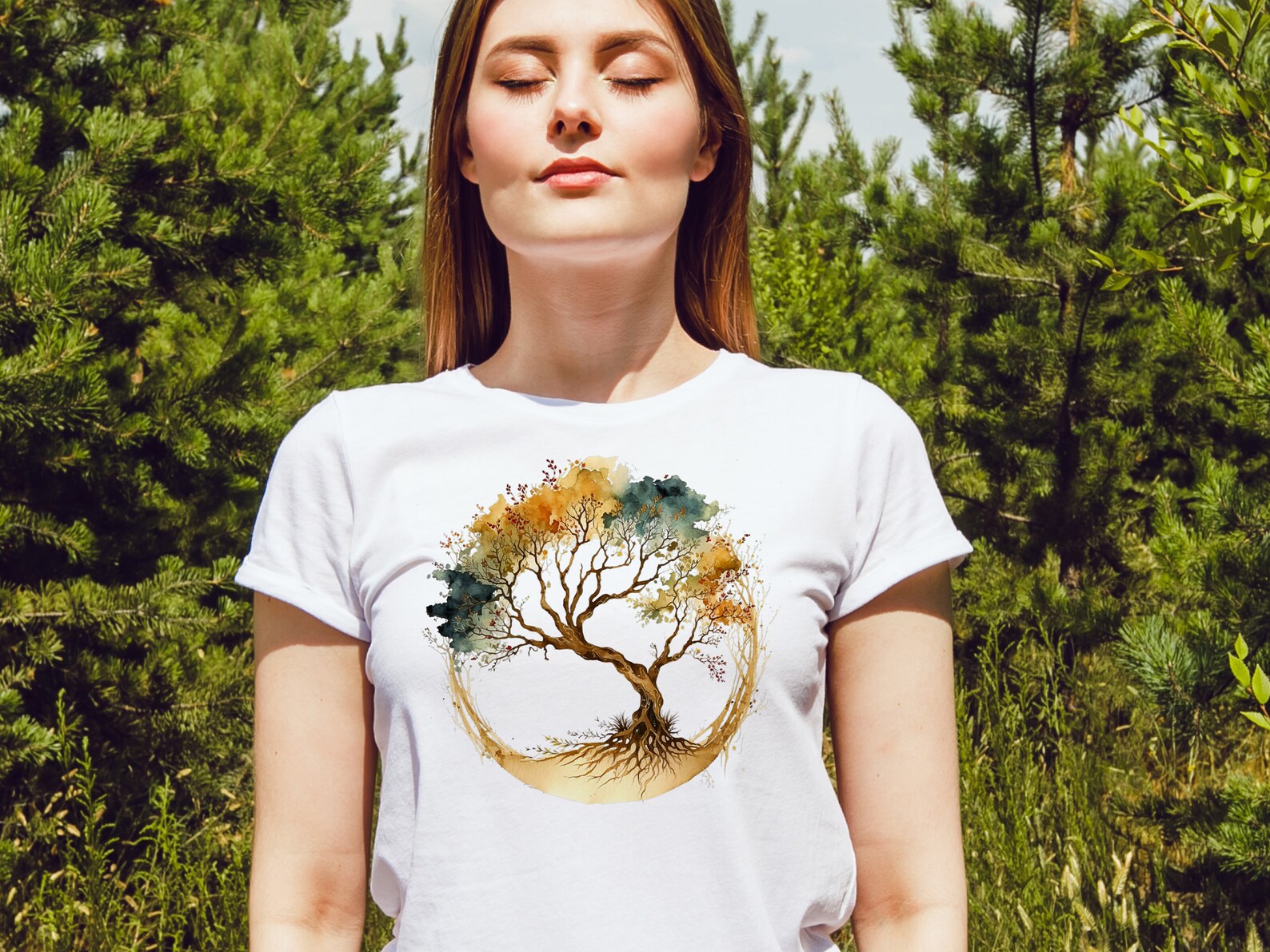 Tree of Life Shirt Nature Graphic Tee, Vintage Style, Pine Tree for Men ...