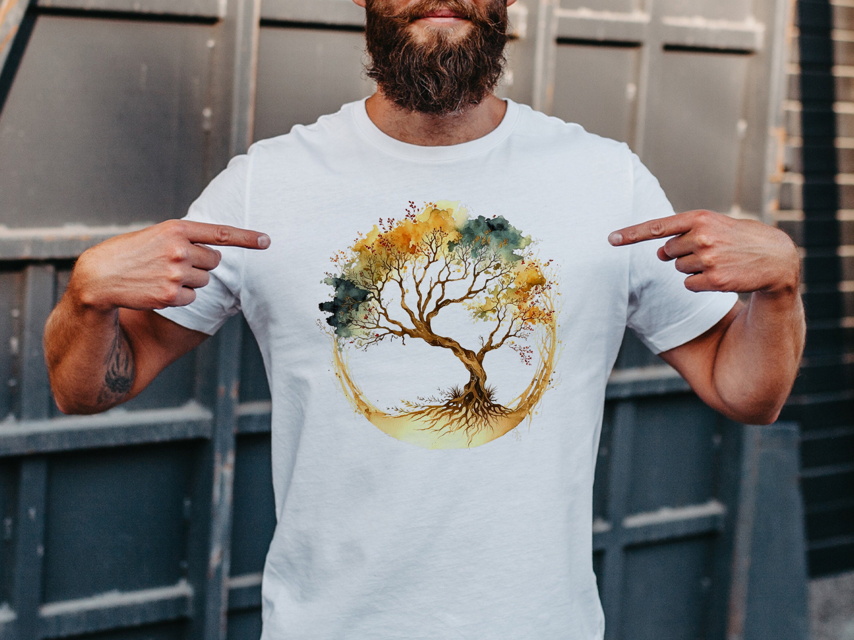 Tree of Life Shirt Nature Graphic Tee, Vintage Style, Pine Tree for Men ...