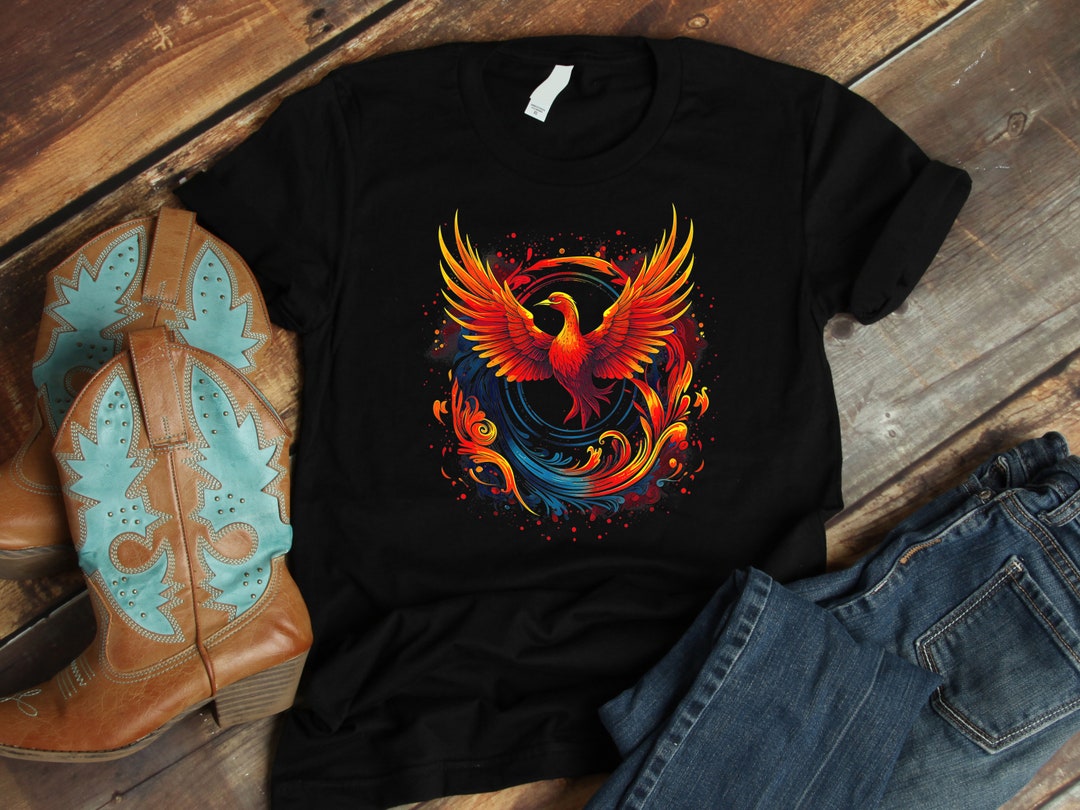 Fire Phoenix Shirt | Red Phoenix Rising Tee | Mythical Creature Design ...