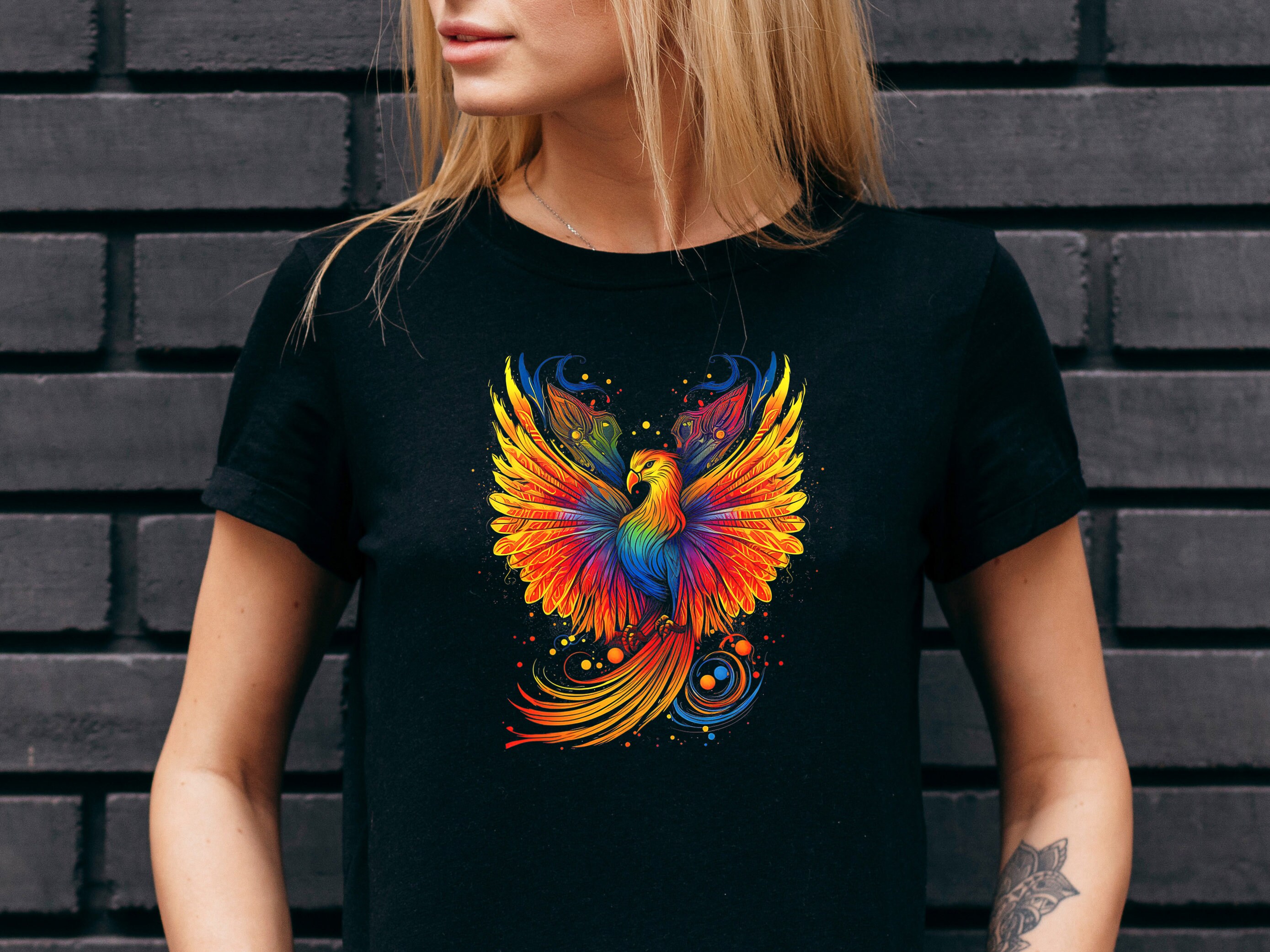 Phoenix Rebirth Shirt Fiery Phoenix Design Mythical Creature Tee Vibrant Fire Bird T-shirt ...