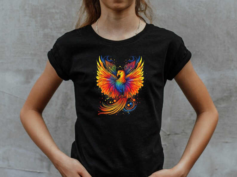 Phoenix Rebirth Shirt Fiery Phoenix Design Mythical Creature Tee ...