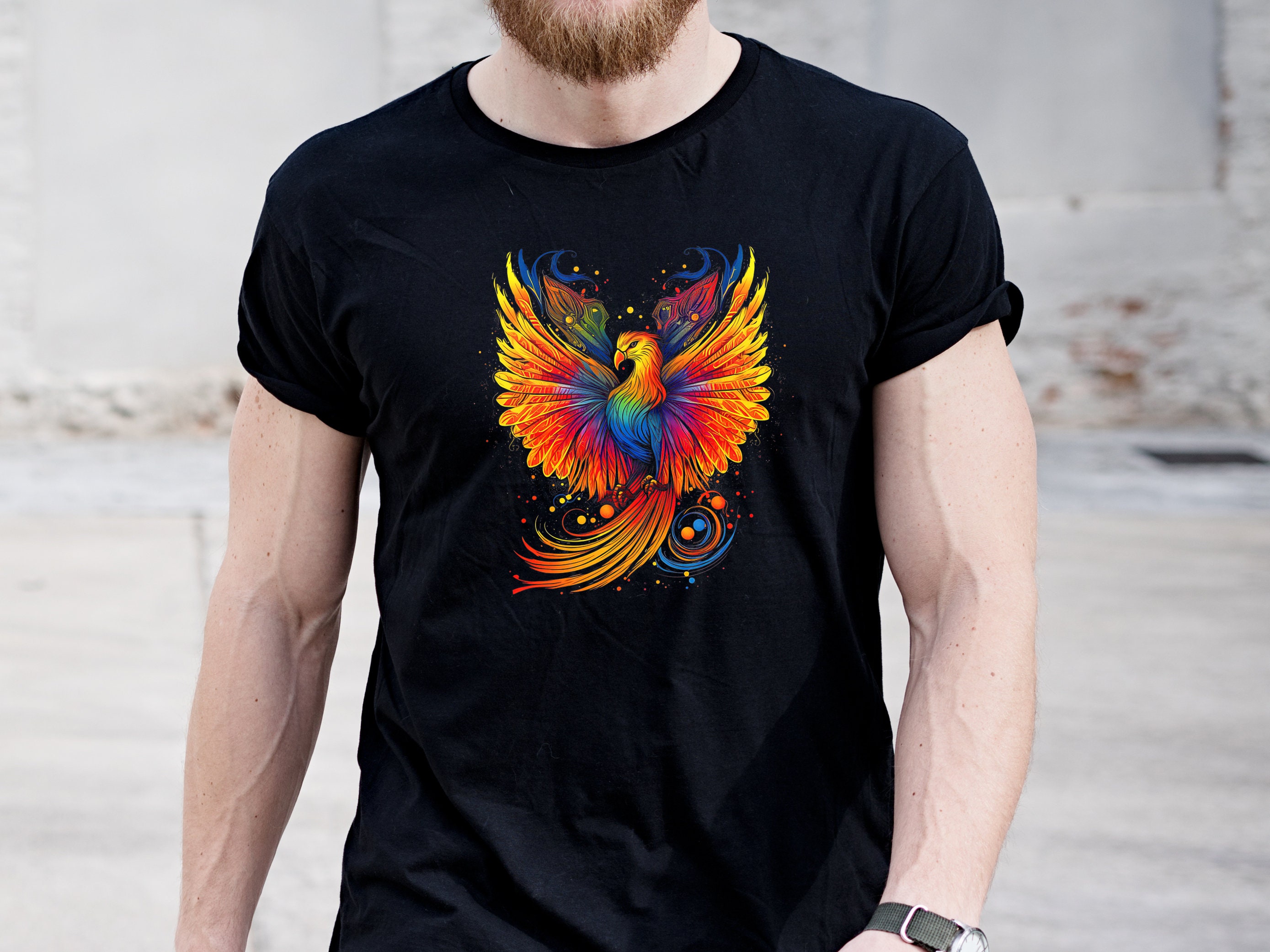 Phoenix Rebirth Shirt Fiery Phoenix Design Mythical Creature Tee ...